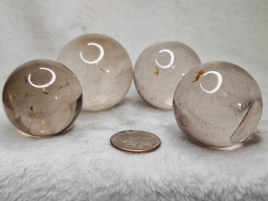 A Set of 4 Light Smoky Quartz Spheres Orbs Balls - Etsy