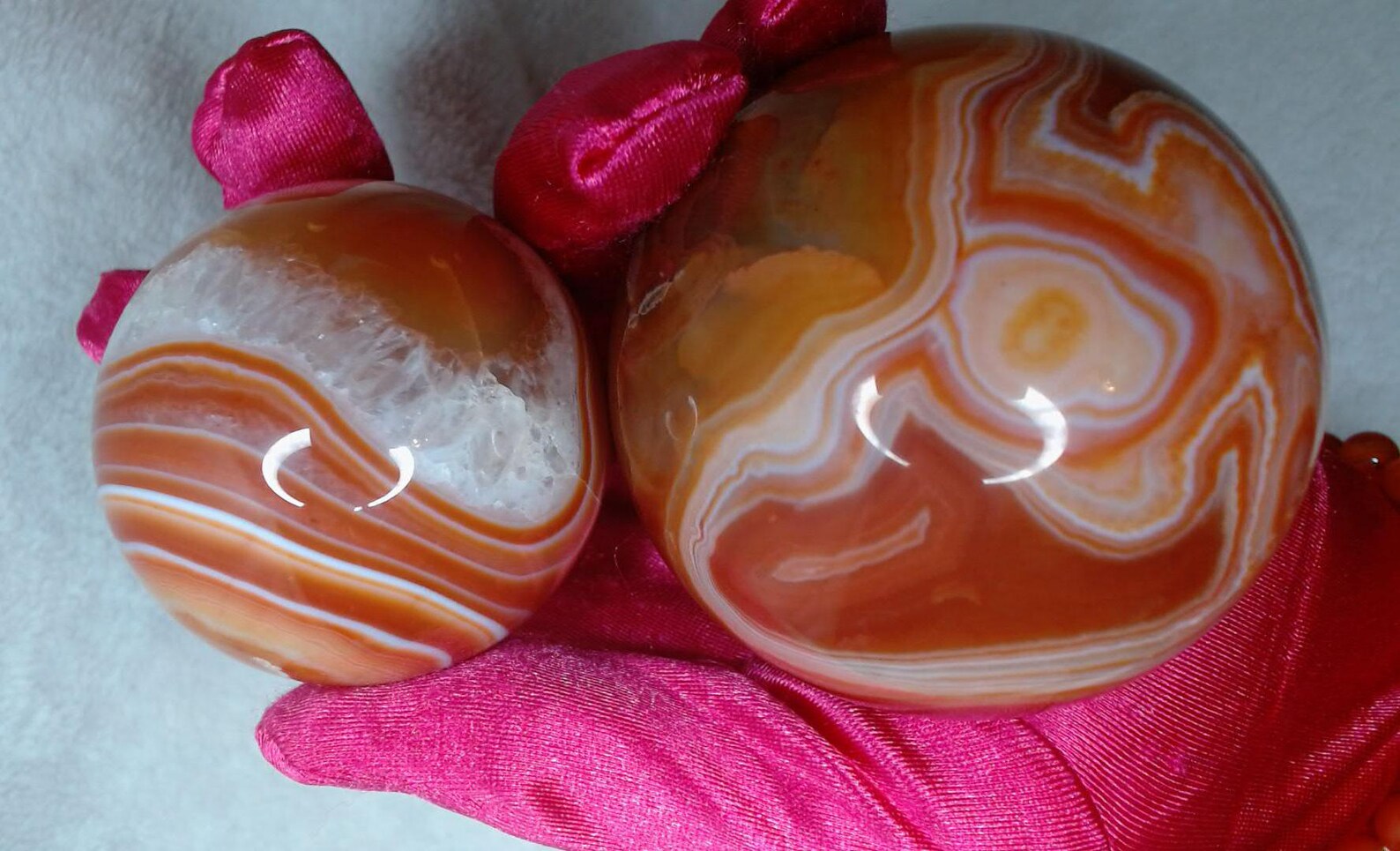 Beautiful 56mm or 72,m Natural Banded Carnelian Agate Spheres / Choose ...