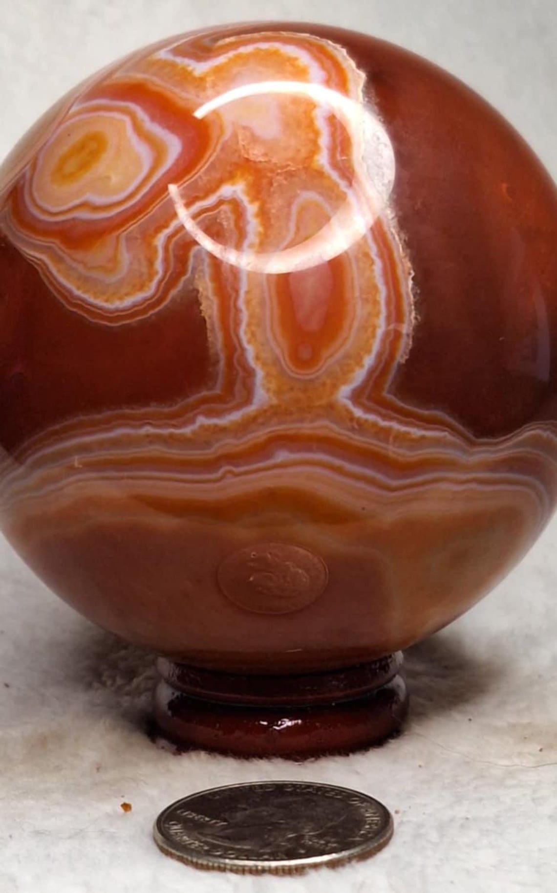 Beautiful 56mm or 72,m Natural Banded Carnelian Agate Spheres / Choose ...