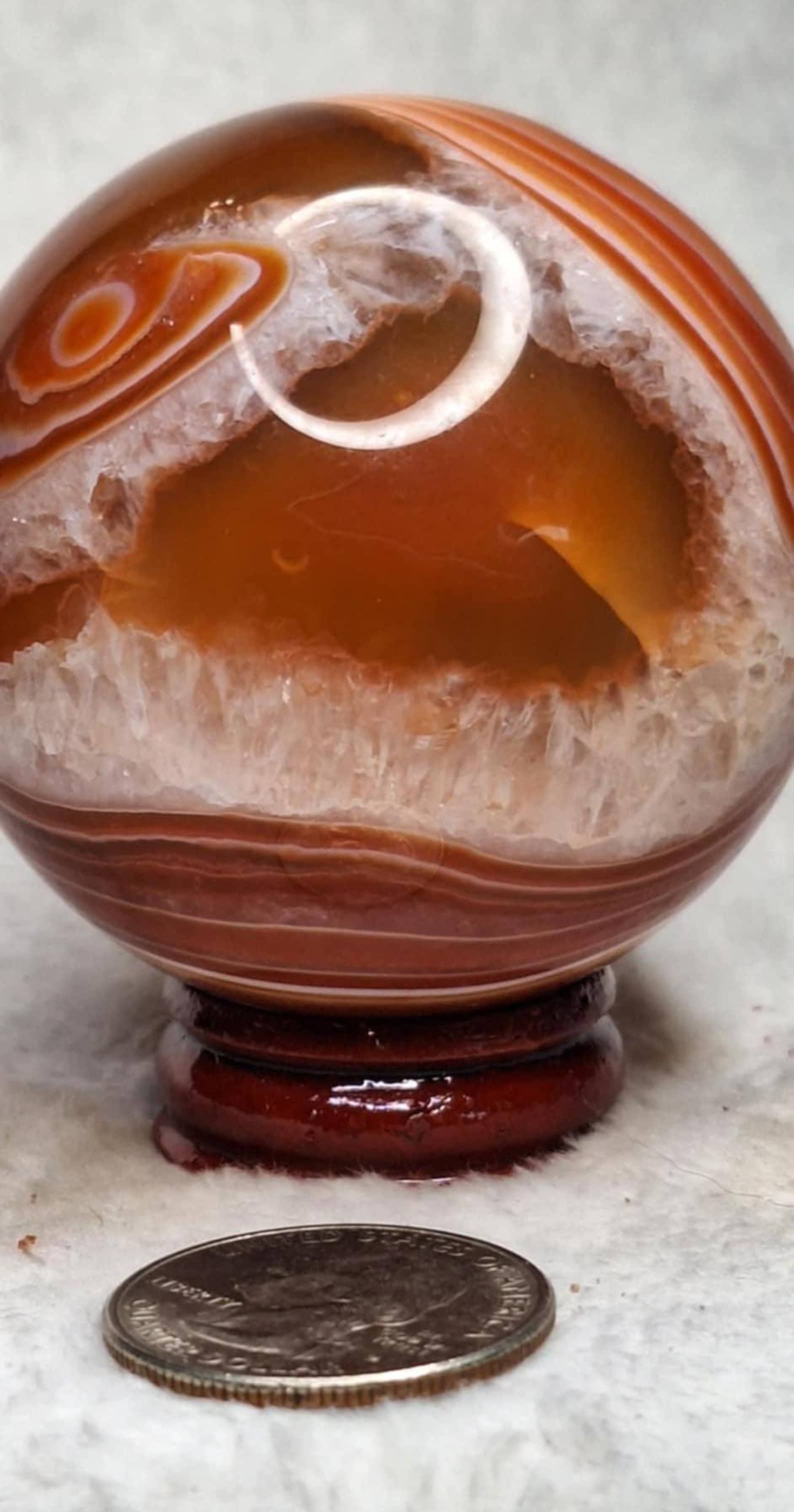 Beautiful 56mm or 72,m Natural Banded Carnelian Agate Spheres / Choose ...