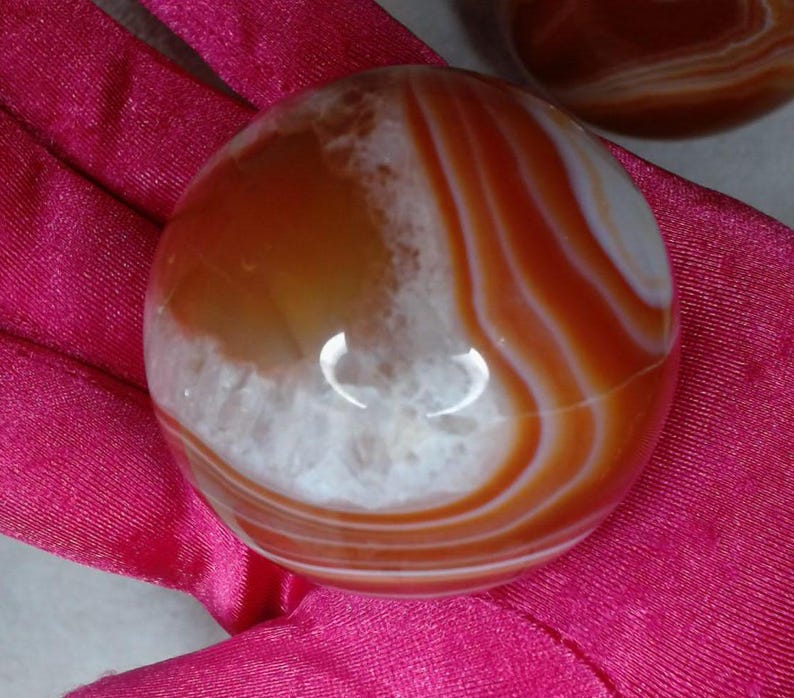 Beautiful 56mm or 72,m Natural Banded Carnelian Agate Spheres / Choose ...