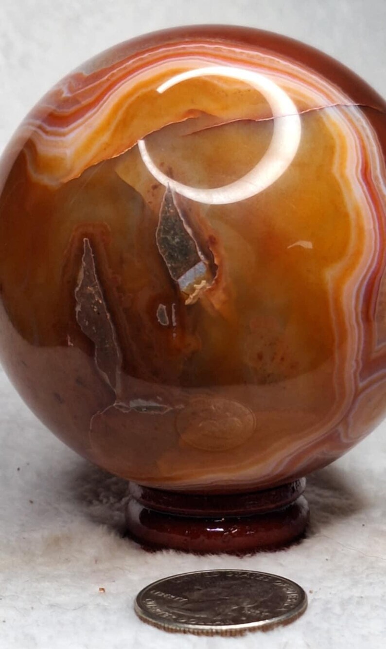 Beautiful 56mm or 72,m Natural Banded Carnelian Agate Spheres / Choose ...