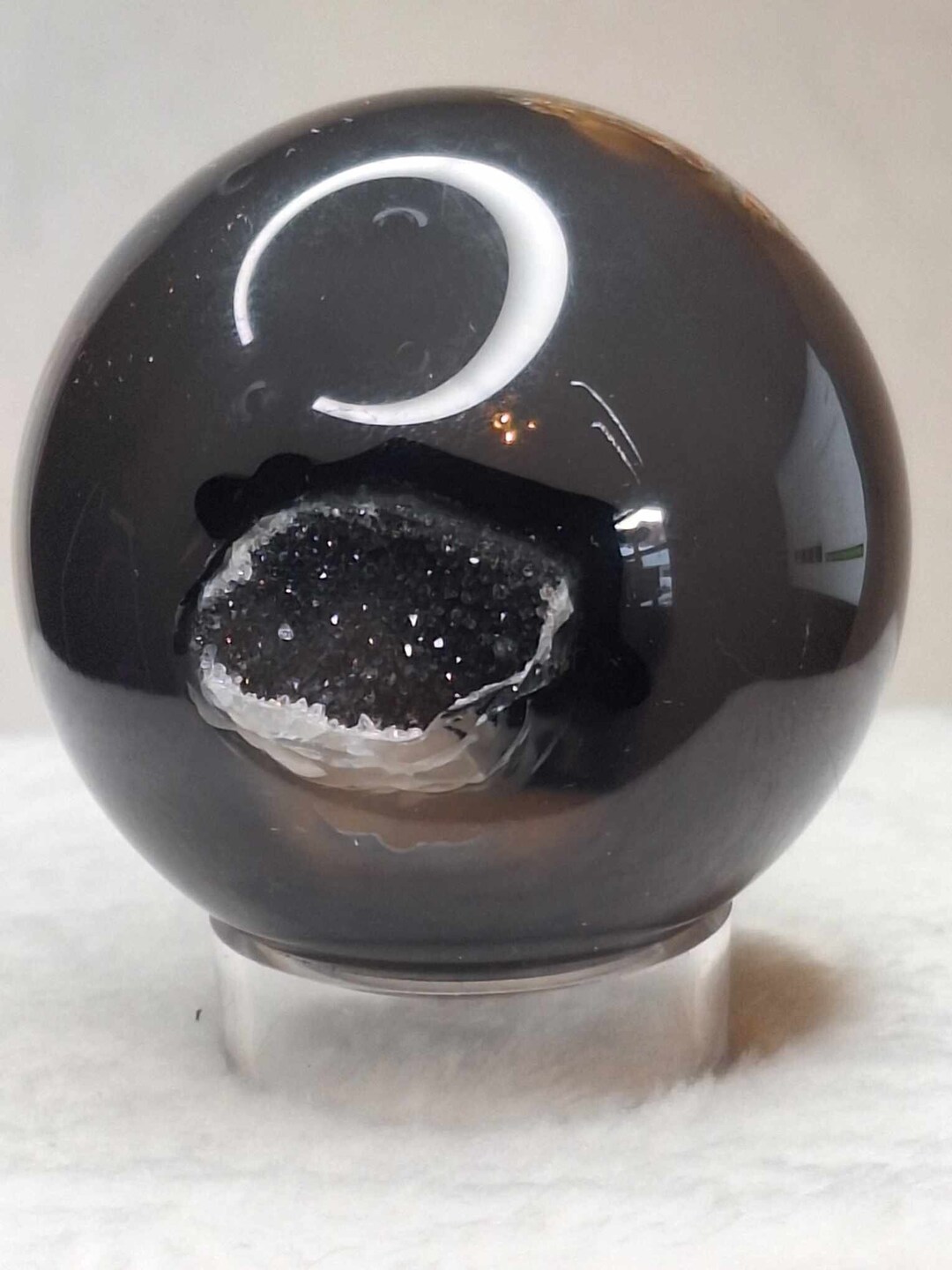 Stunning UV Reactive Volcano Agate Sphere With Sparkling Druzys - Etsy