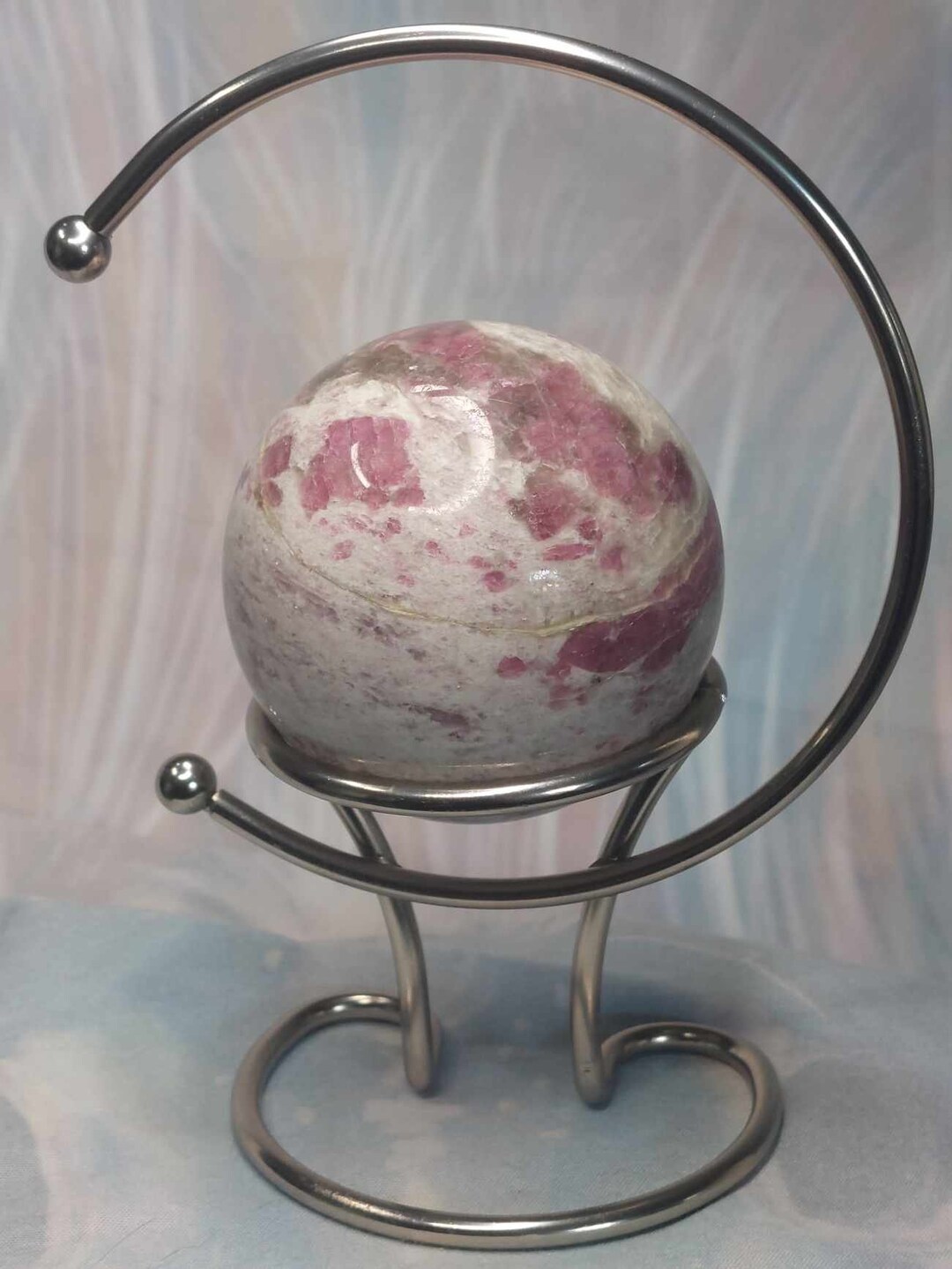 Natural Pink Tourmaline Sphere Set With Holder - Energy Healing ...