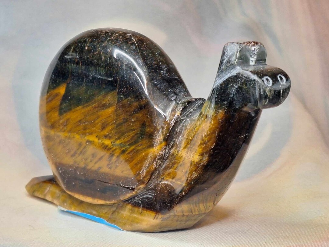 Flashy Cute Yellow Tiger's Eye Snail Animal Carving - Etsy
