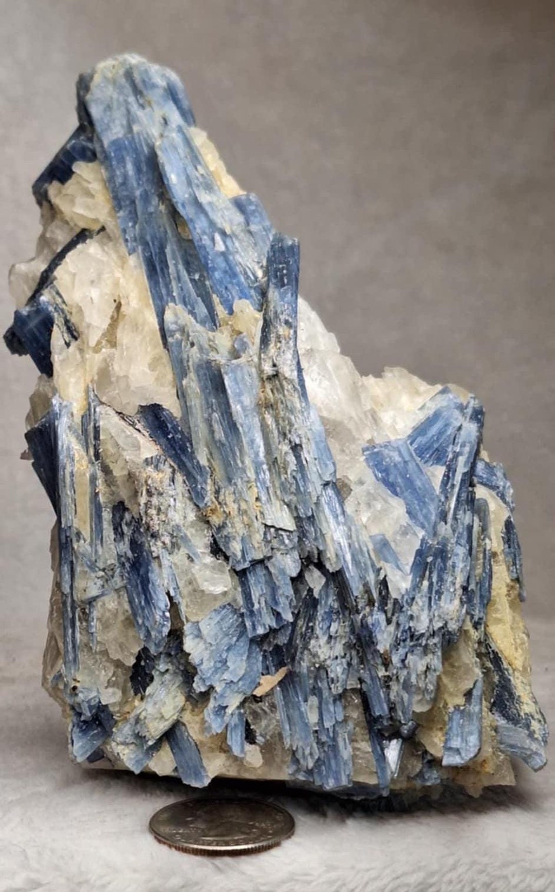 Gorgeous Large Natural Raw Blue Kyanite With Clear Quartz Specimen ...