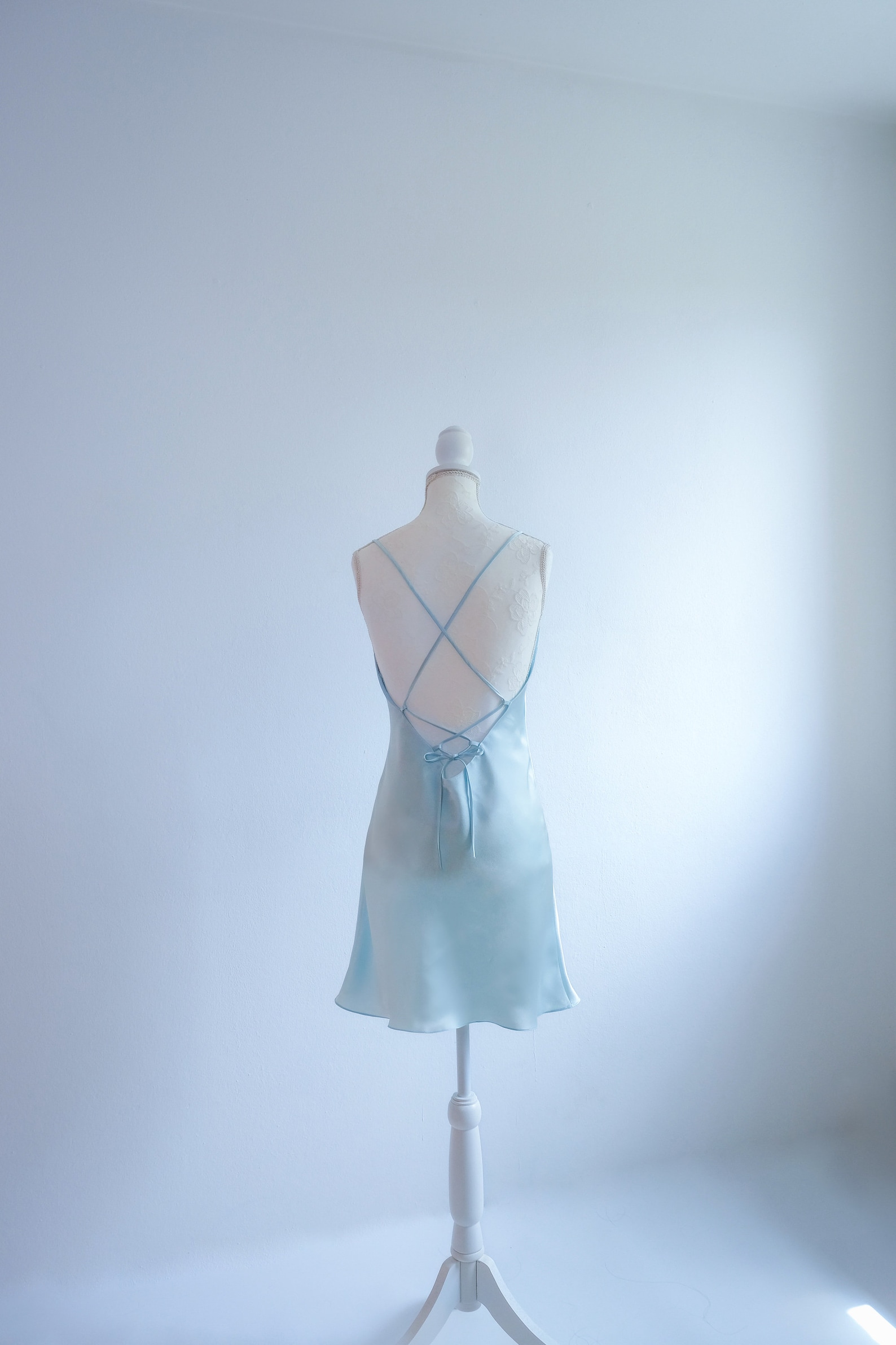 100% Pure Mulberry Silk Mini Dress Ame, Size XS, in Aquamarine, Bias ...