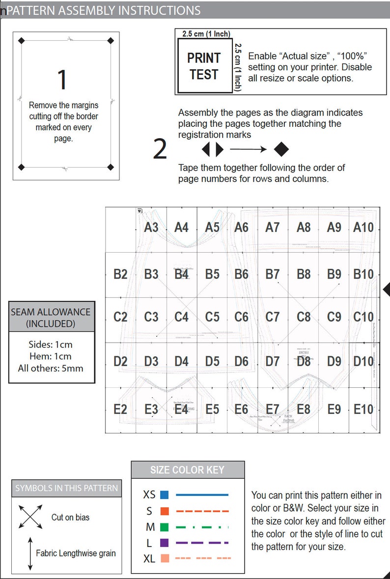PDF Digital Sewing Pattern With Sewing Guide XS-XL Bias Cut - Etsy