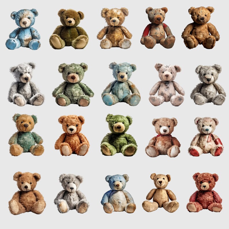 25 Vintage Teddy Bear, Clipart, Overlay, PNG - Etsy