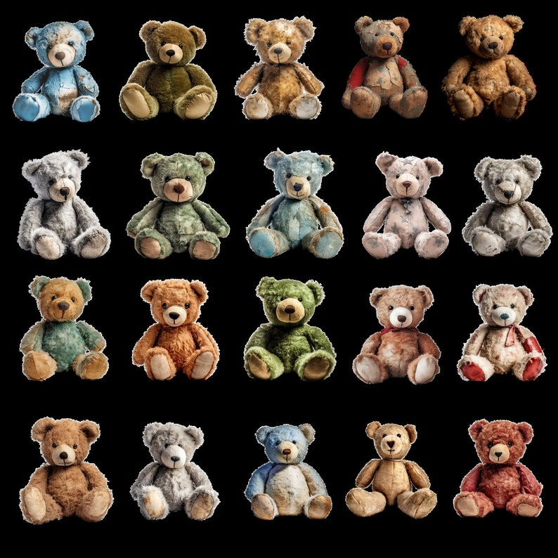 25 Vintage Teddy Bear, Clipart, Overlay, PNG - Etsy