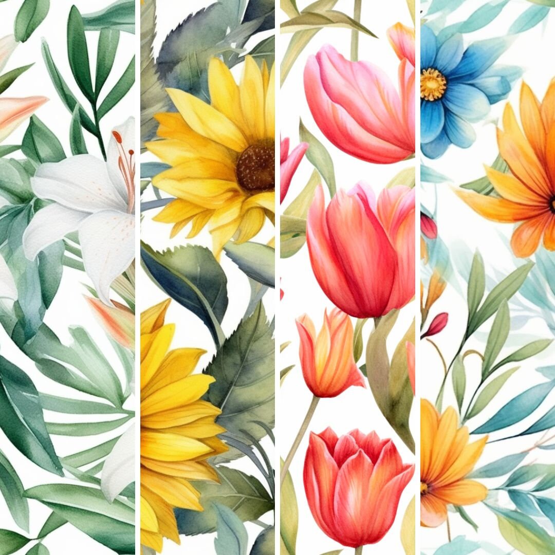 Instant Download! - 20 Seamless Watercolor Floral Designs in PNG Format ...