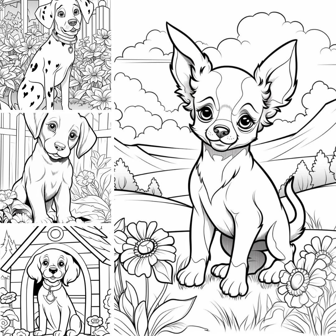 Instant Download 20 Dog Themed Coloring Pages Ready to Be - Etsy