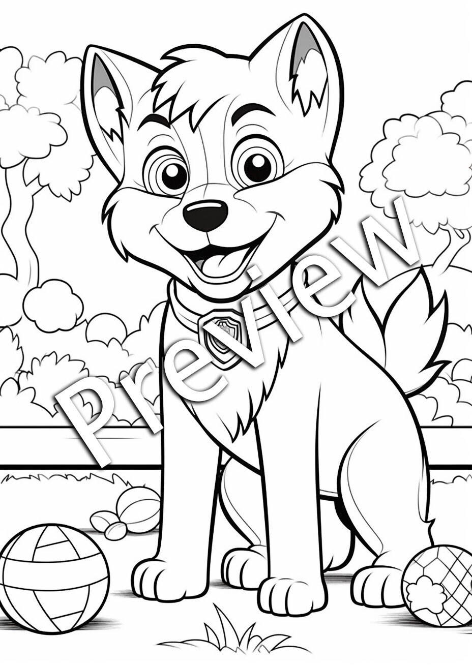 Instant Download! - 20 Dog Themed Coloring Pages Ready to Be Printed at ...