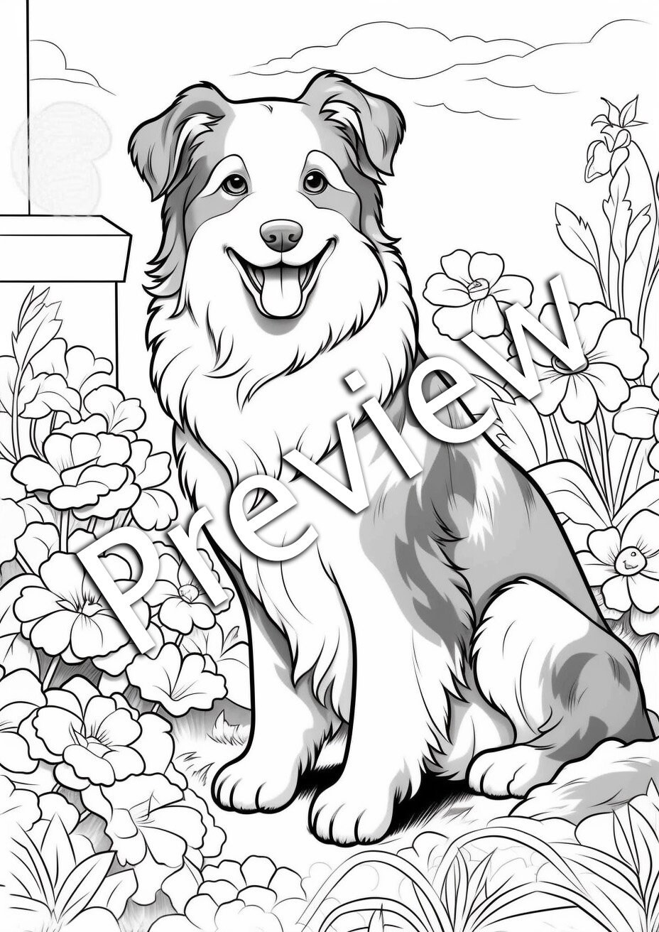 Instant Download! - 20 Dog Themed Coloring Pages Ready to Be Printed at ...