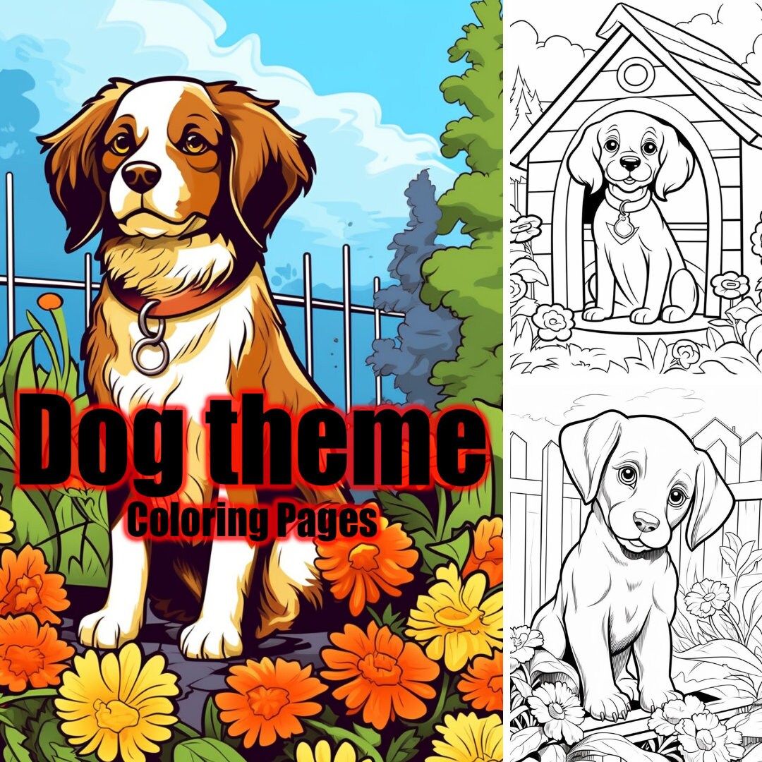 Instant Download! - 20 Dog Themed Coloring Pages Ready to Be Printed at ...