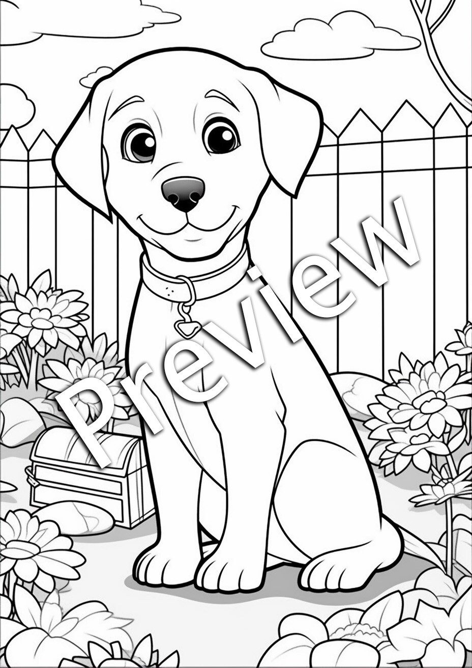 Instant Download! - 20 Dog Themed Coloring Pages Ready to Be Printed at ...
