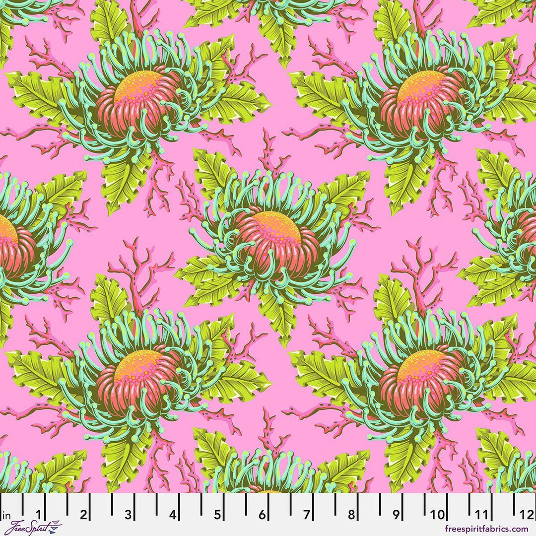 Pre-order Tula Pink Floral Reef- Friends & Anemones PWTP265.CORALLINE ...