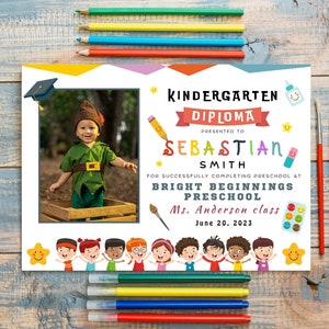 EDITABLE Kindergarten Diploma Template for Canva | Kindergarten ...