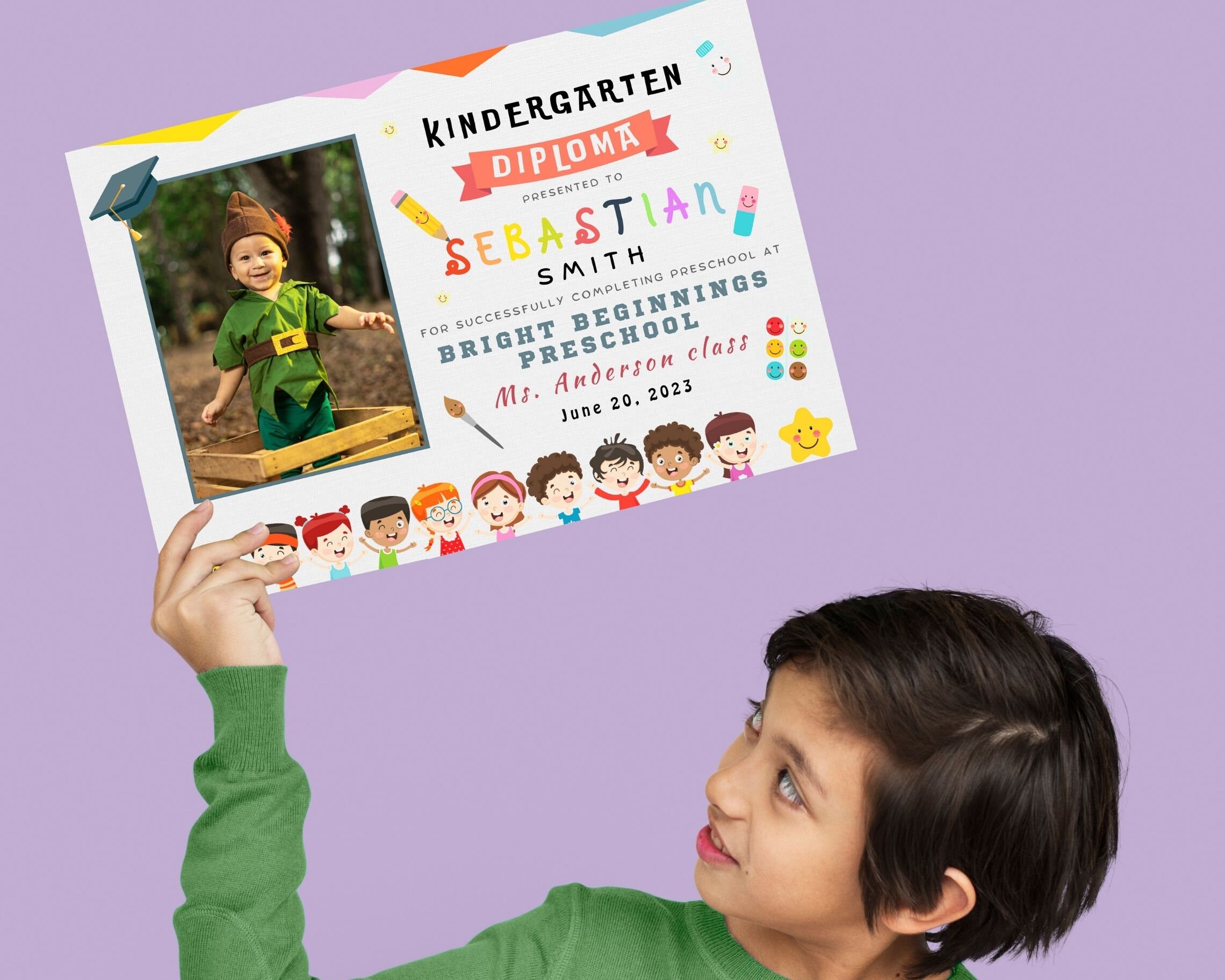 EDITABLE Kindergarten Diploma Template for Canva | Kindergarten ...