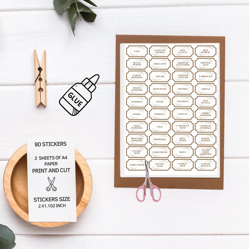 80 Printable Spice Jar Labels: Kitchen Organization Stickers (digital ...