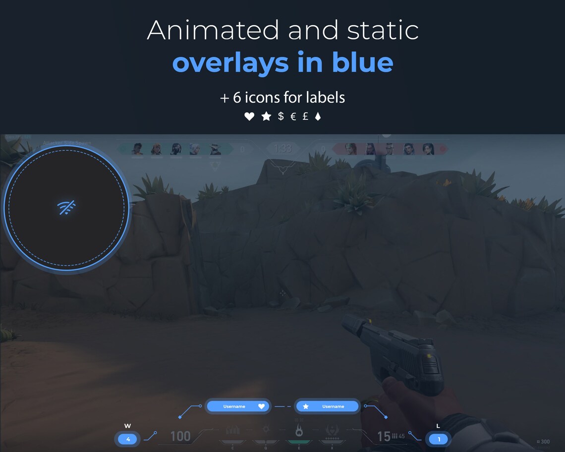 Valorant Overlay in 7 Colors, Valorant HUD Animated, Valorant Overlay ...