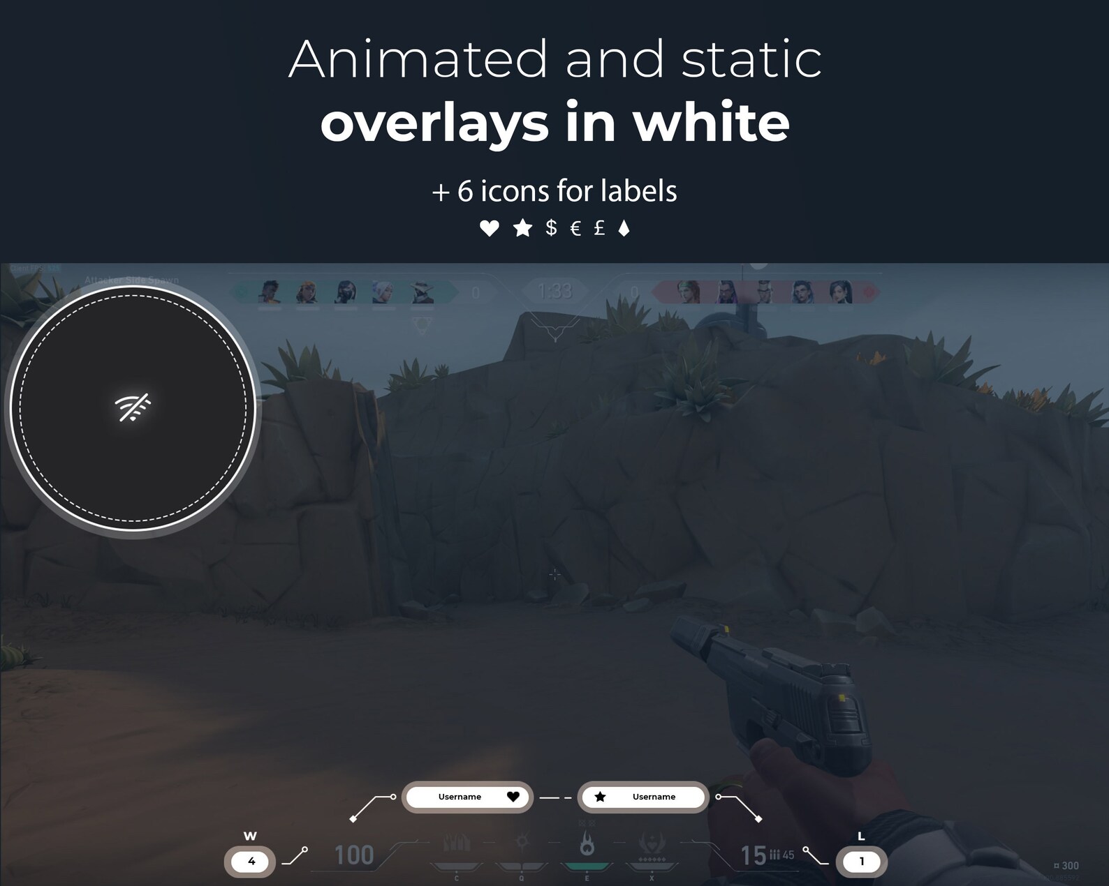 Valorant Overlay in 7 Colors, Valorant HUD Animated, Valorant Overlay ...