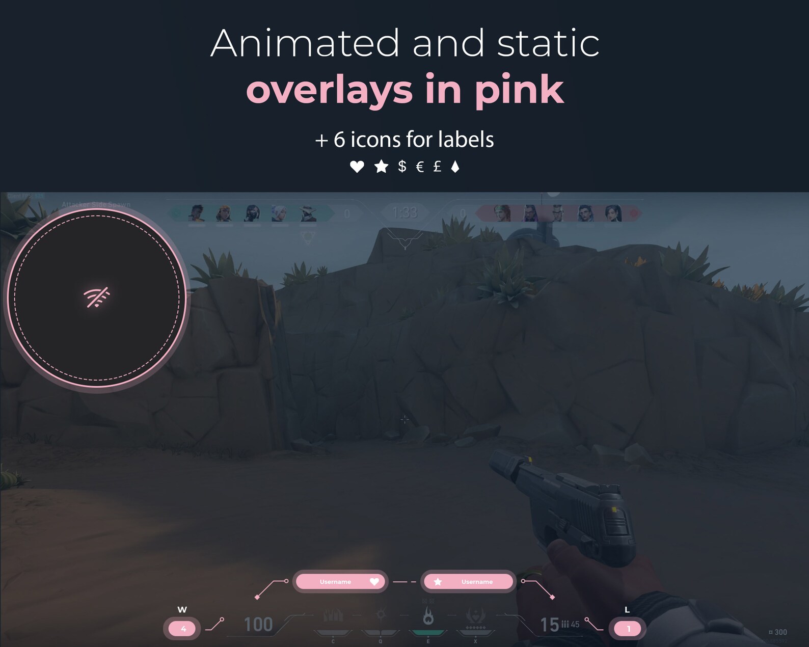 Valorant Overlay in 7 Colors, Valorant HUD Animated, Valorant Overlay ...