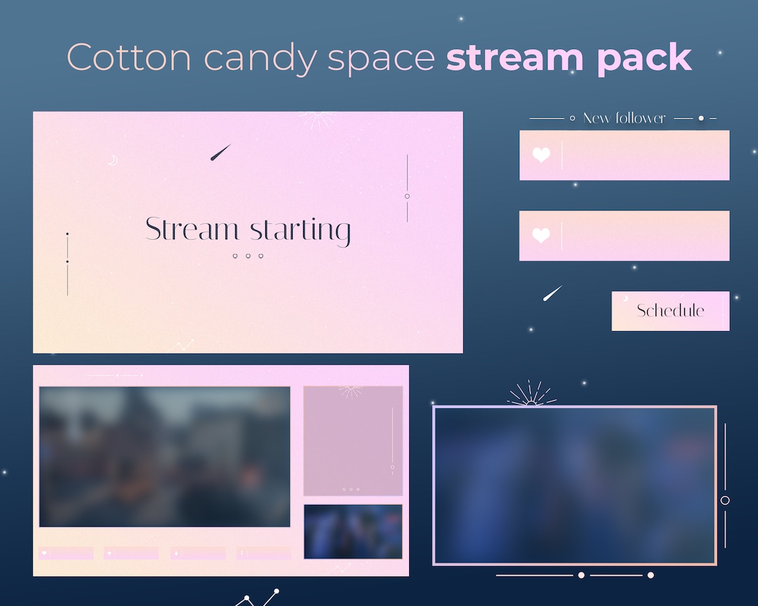 Cotton Candy Twitch Pack | Animated Overlay | Minimal Twitch Overlay ...