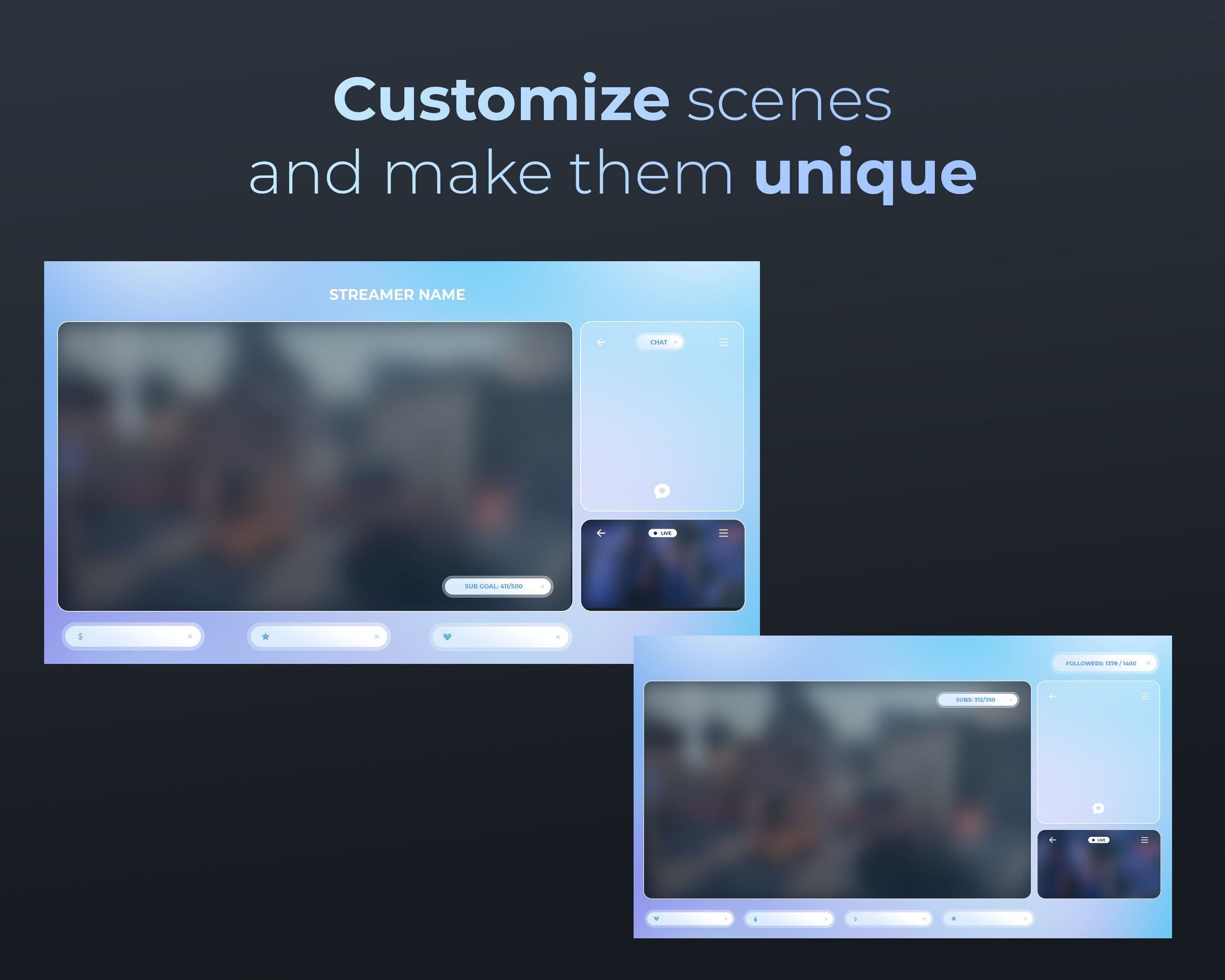 Twitch Package Blue, Stream Screens, Dreamy Stream Pack Blue, Animated ...
