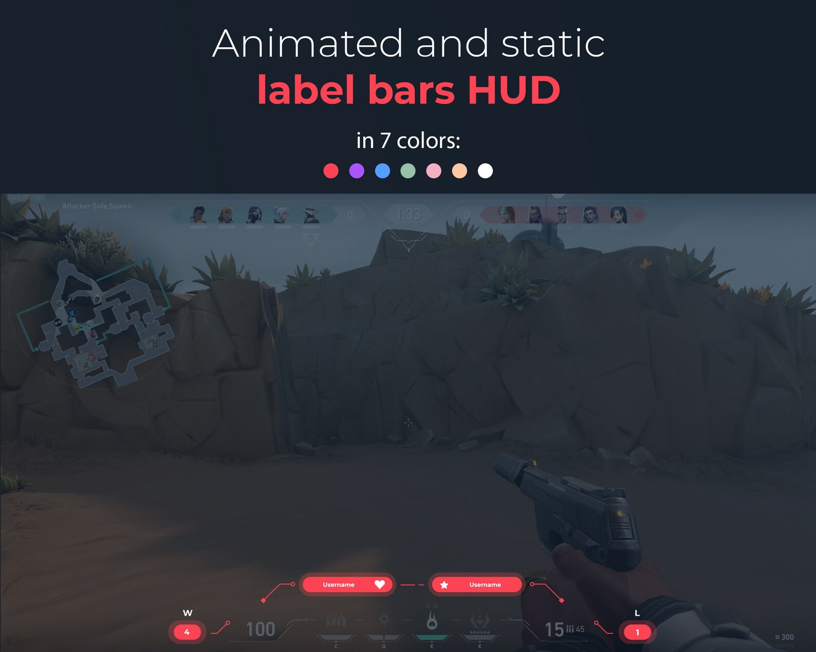 Valorant Overlay in 7 Colors, Valorant HUD Animated, Valorant Overlay ...