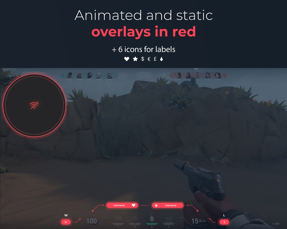 Valorant Overlay in 7 Colors, Valorant HUD Animated, Valorant Overlay ...