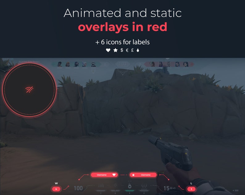 Valorant Overlay in 7 Colors, Valorant HUD Animated, Valorant Overlay ...