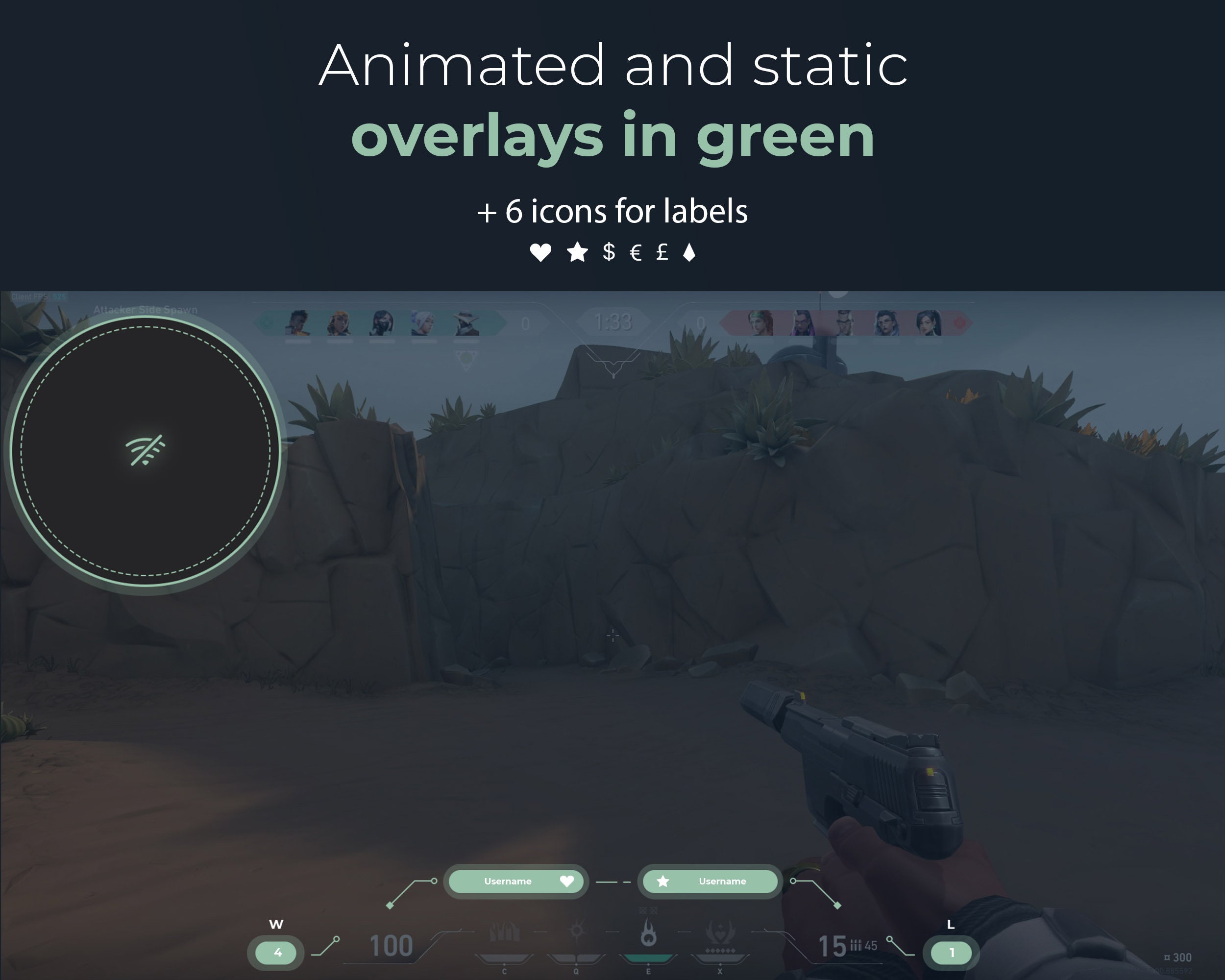 Valorant Overlay in 7 Colors, Valorant HUD Animated, Valorant Overlay ...