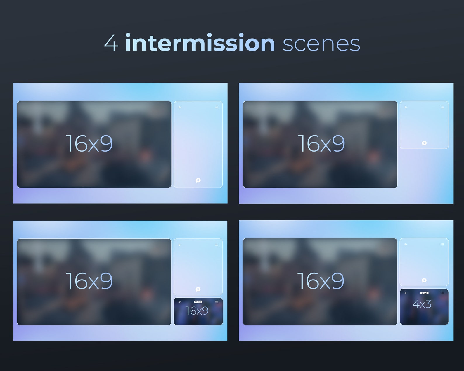 Twitch Package Blue, Stream Screens, Dreamy Stream Pack Blue, Animated ...