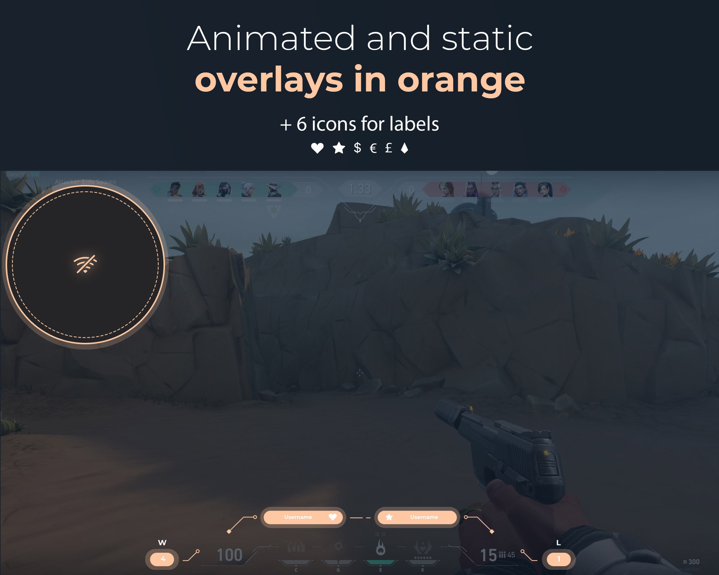 Valorant Overlay in 7 Colors, Valorant HUD Animated, Valorant Overlay ...