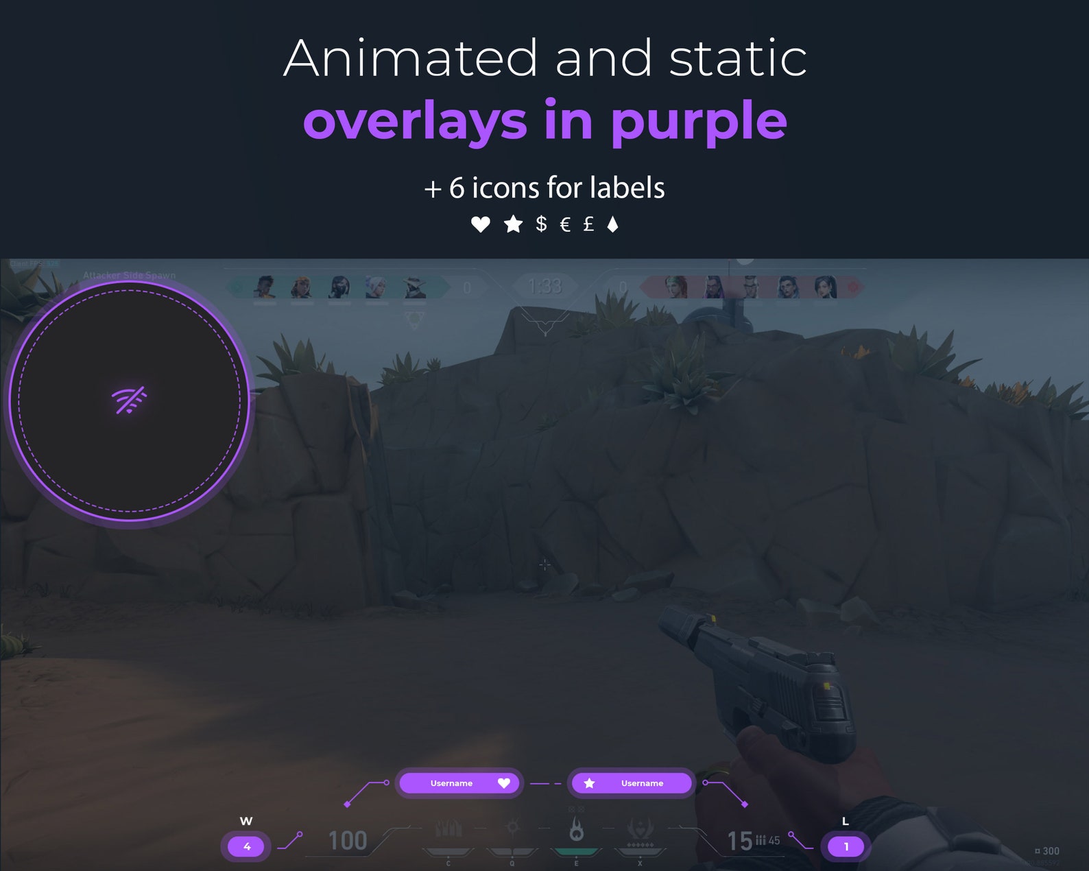 Valorant Overlay in 7 Colors, Valorant HUD Animated, Valorant Overlay ...