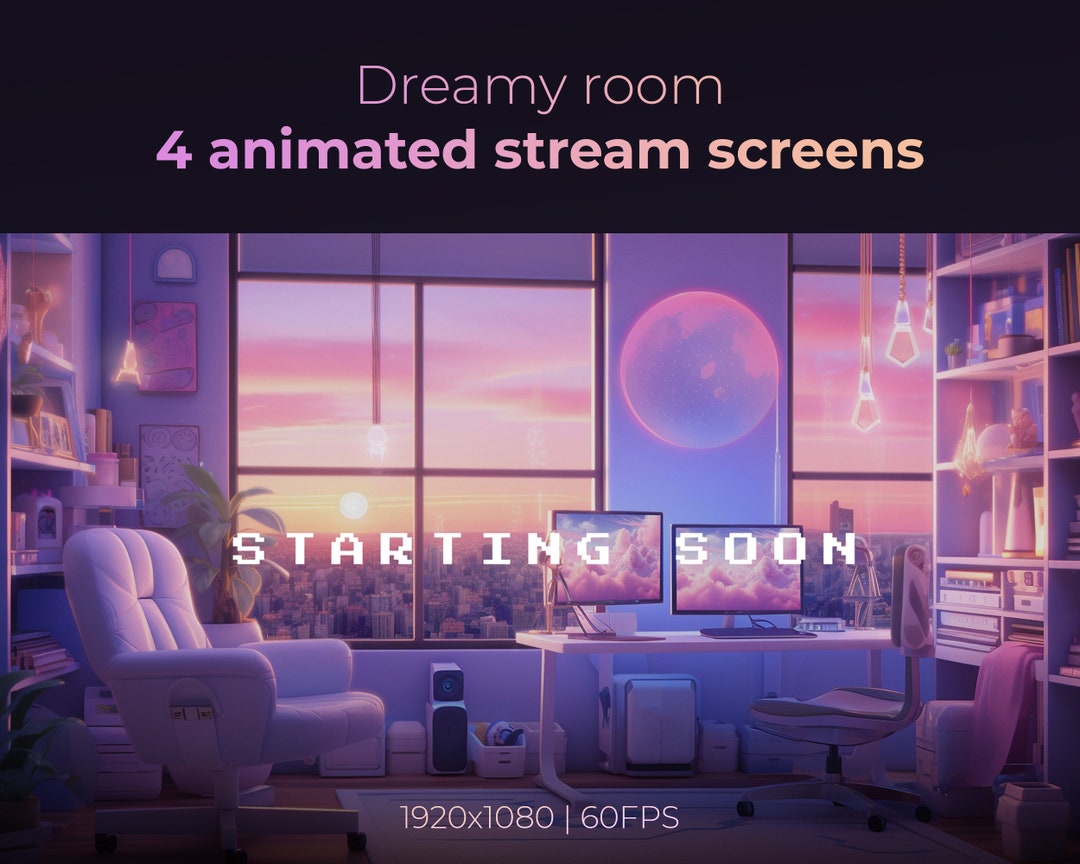 4 Stream Screens, Cute Stream Screens, Animated Background, Vtuber ...