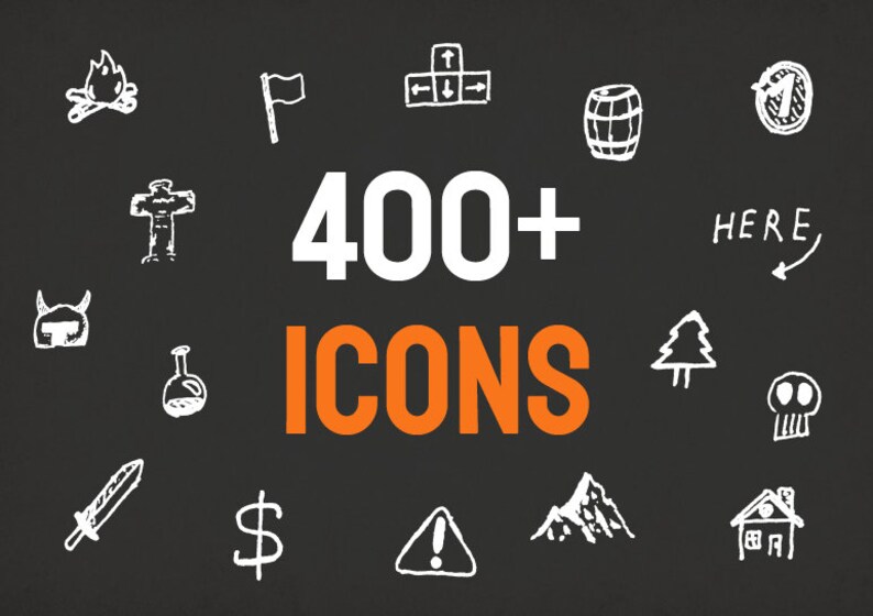 400 Hand Drawn Dungeon Icon Pack, Icon Bundle, Game Icons, Environments ...
