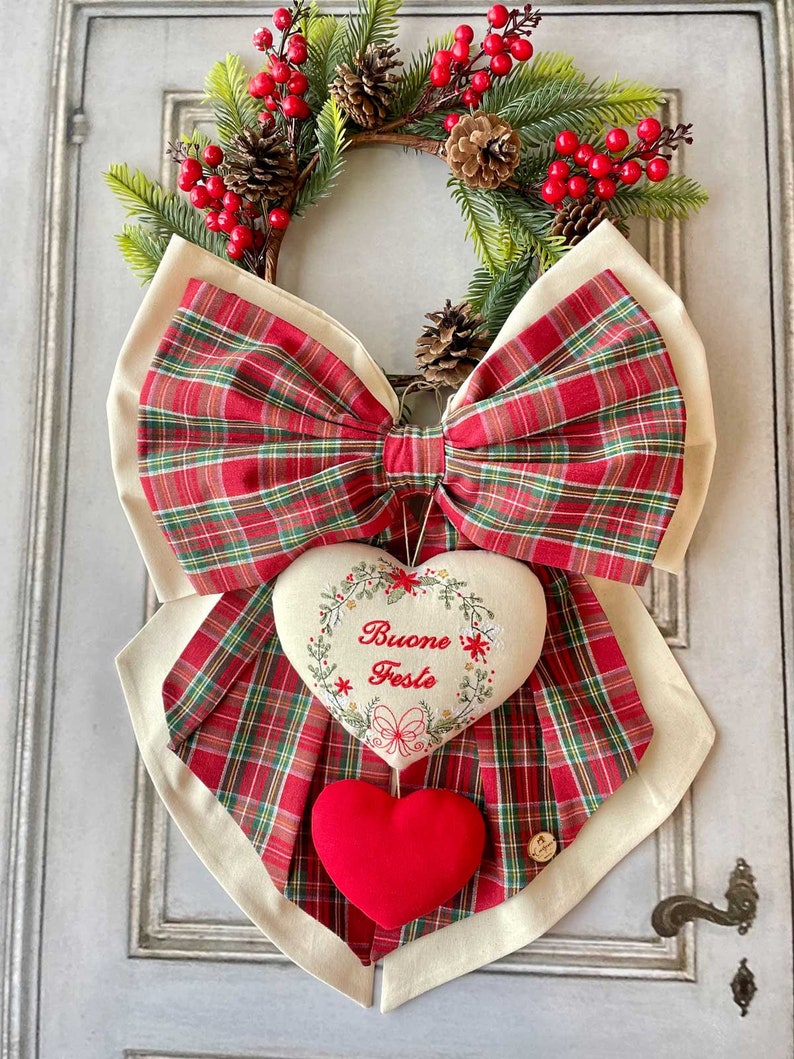 Christmas Door Bow With Hearts - Etsy