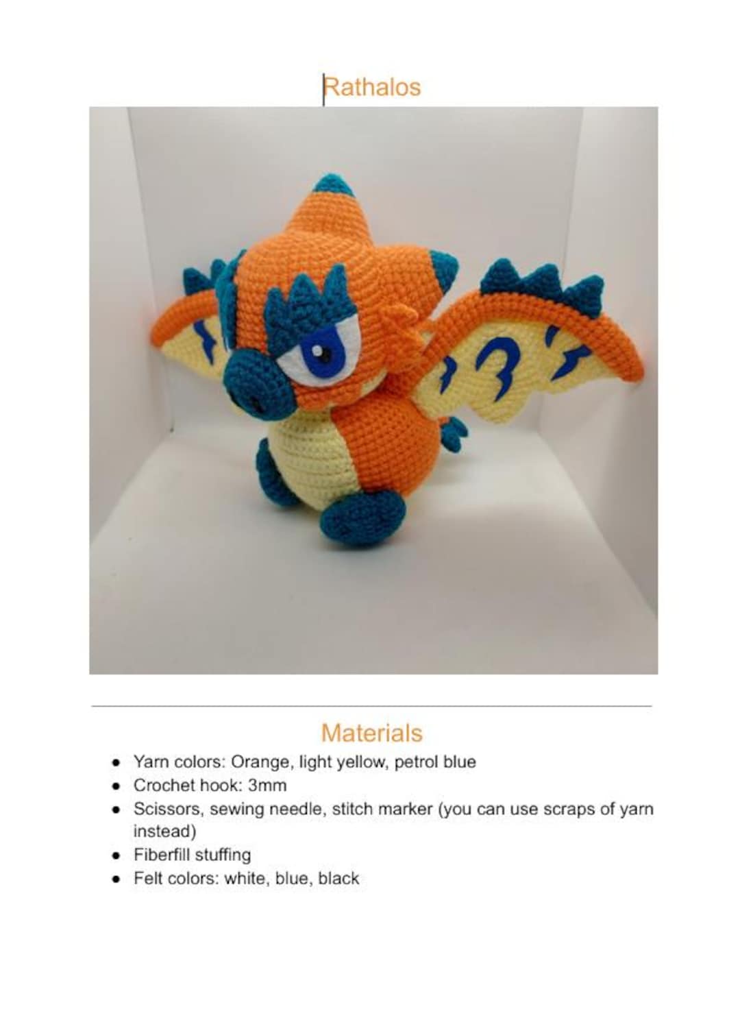 PDF Crochet Pattern Rathalos, Monster Hunter [ENG] - Etsy