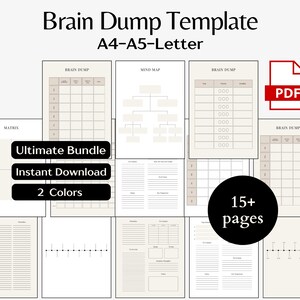 Brain Dump Bundle Template, Printable Brain Dump Planner, Ideas ...