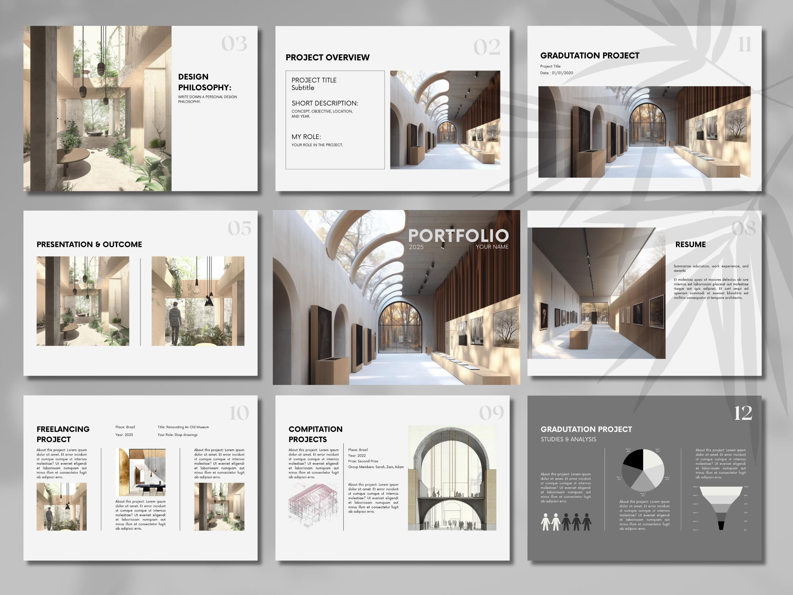 Architecture Portfolio Template, Architect Template Canva, Interior ...