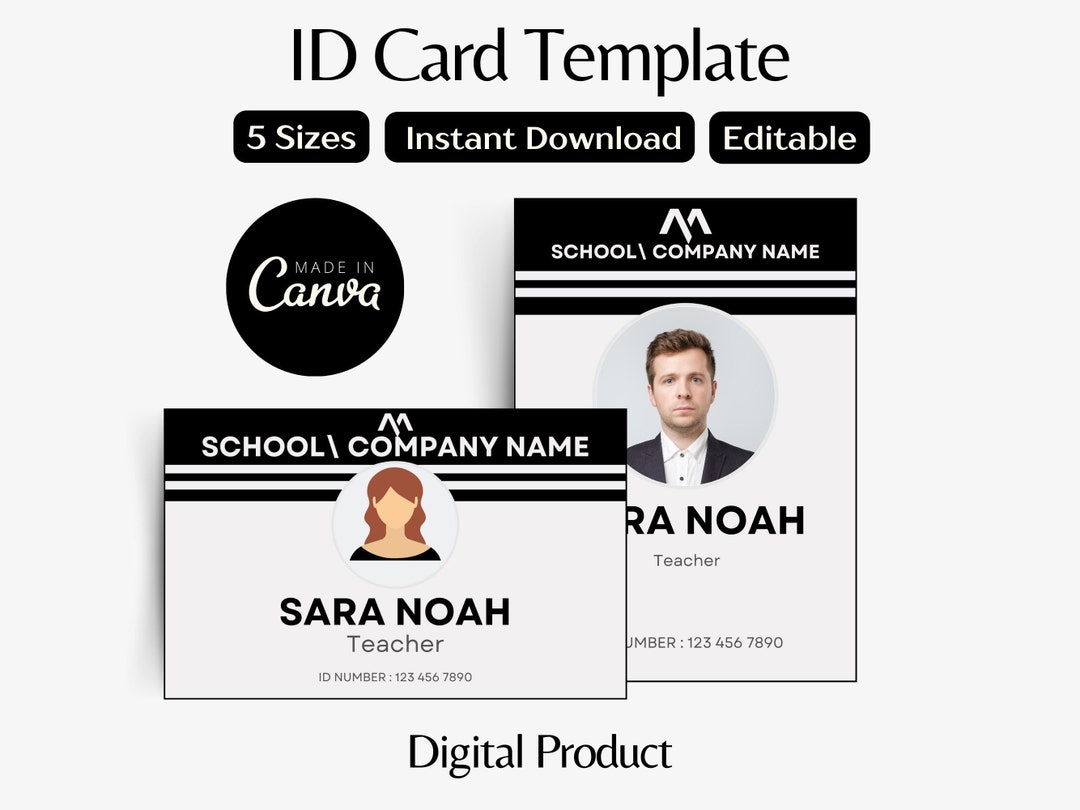 ID Badge Template - ID Card Editable Template - Work Name Tag ...
