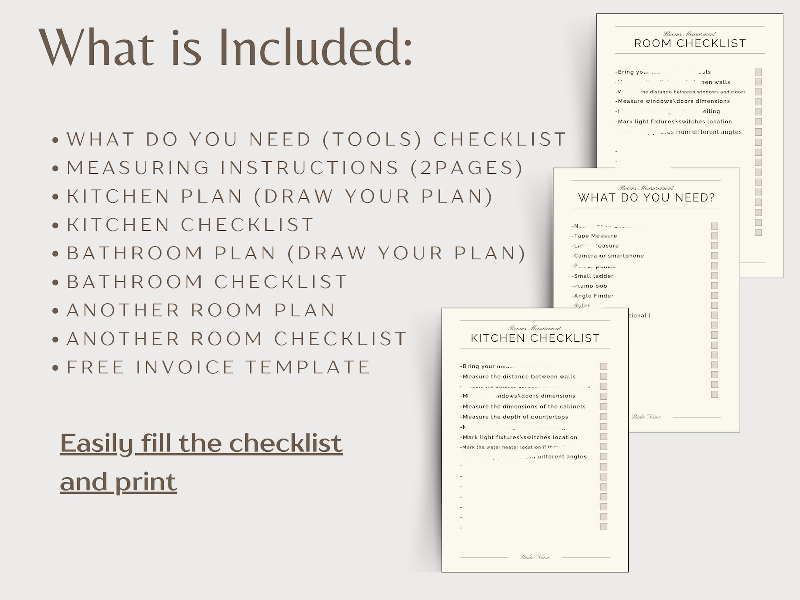 Rooms Measure Checklist Interior Design Site Measurement Template ...