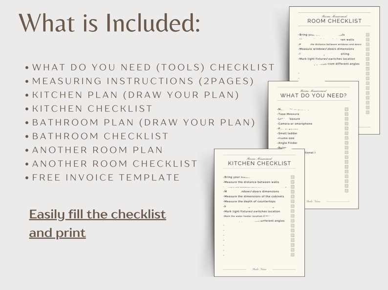 Rooms Measure Checklist Interior Design Site Measurement Template ...