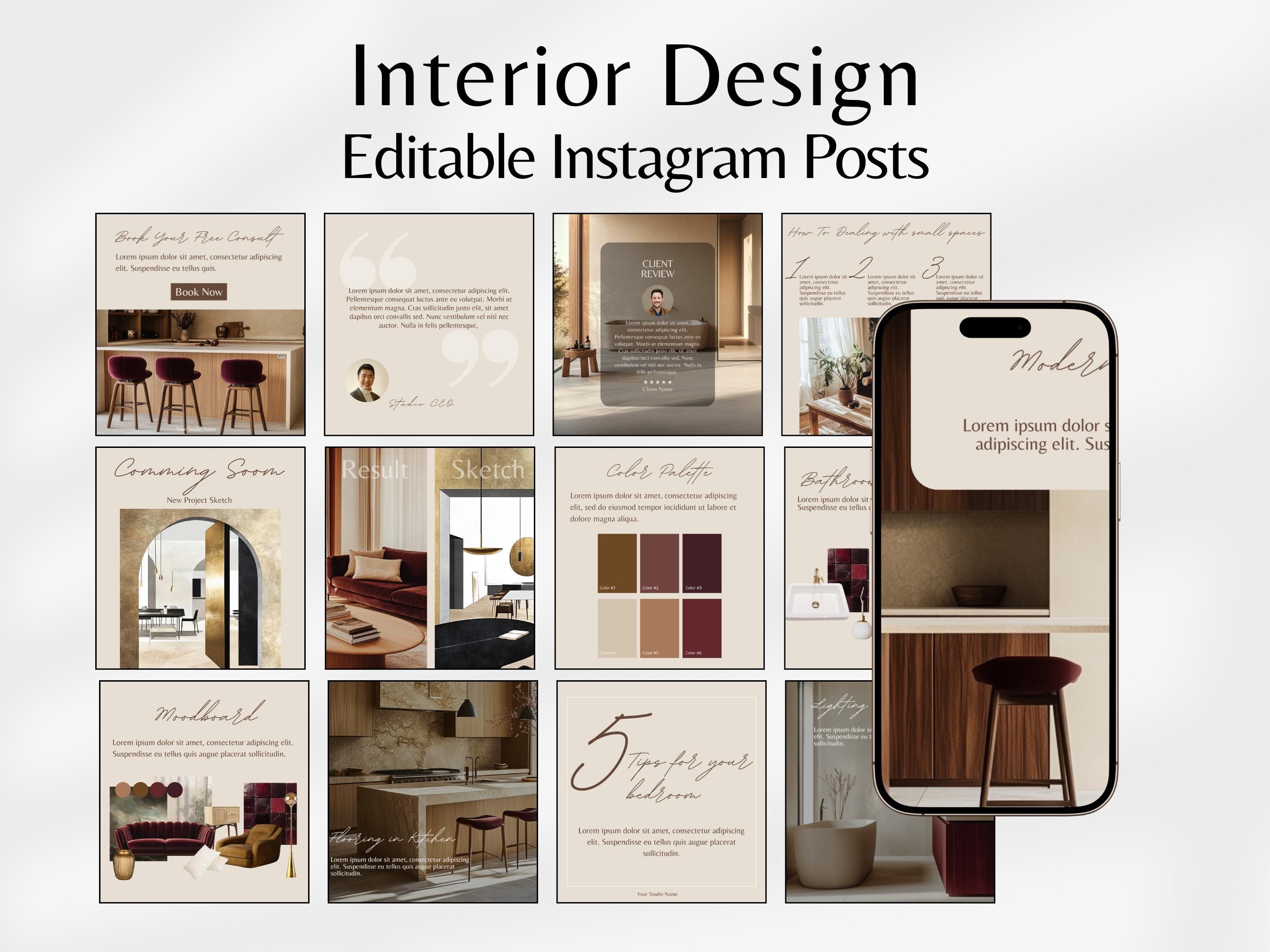 Interior Design Social Media Template, Pre-made Interior Designer ...
