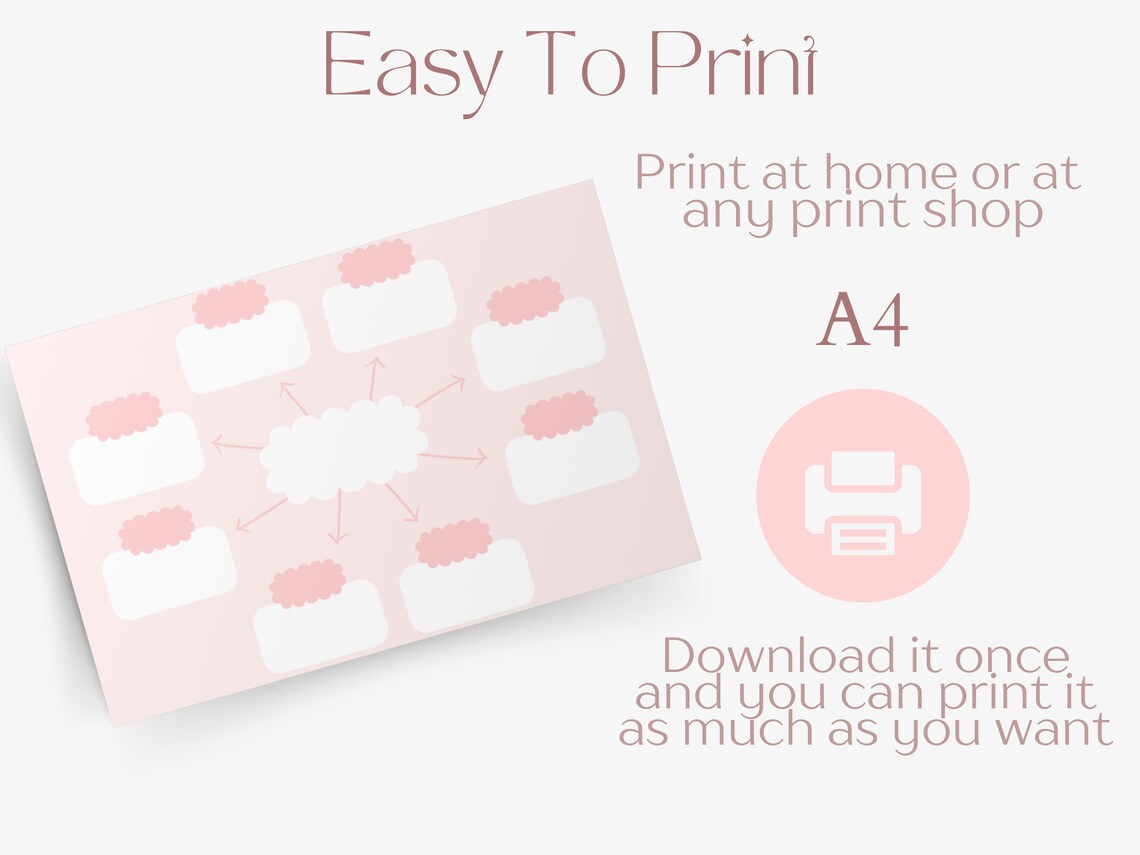 Mind Map Template Printable Mind Map Planner Brainstorm Diagrams Study ...