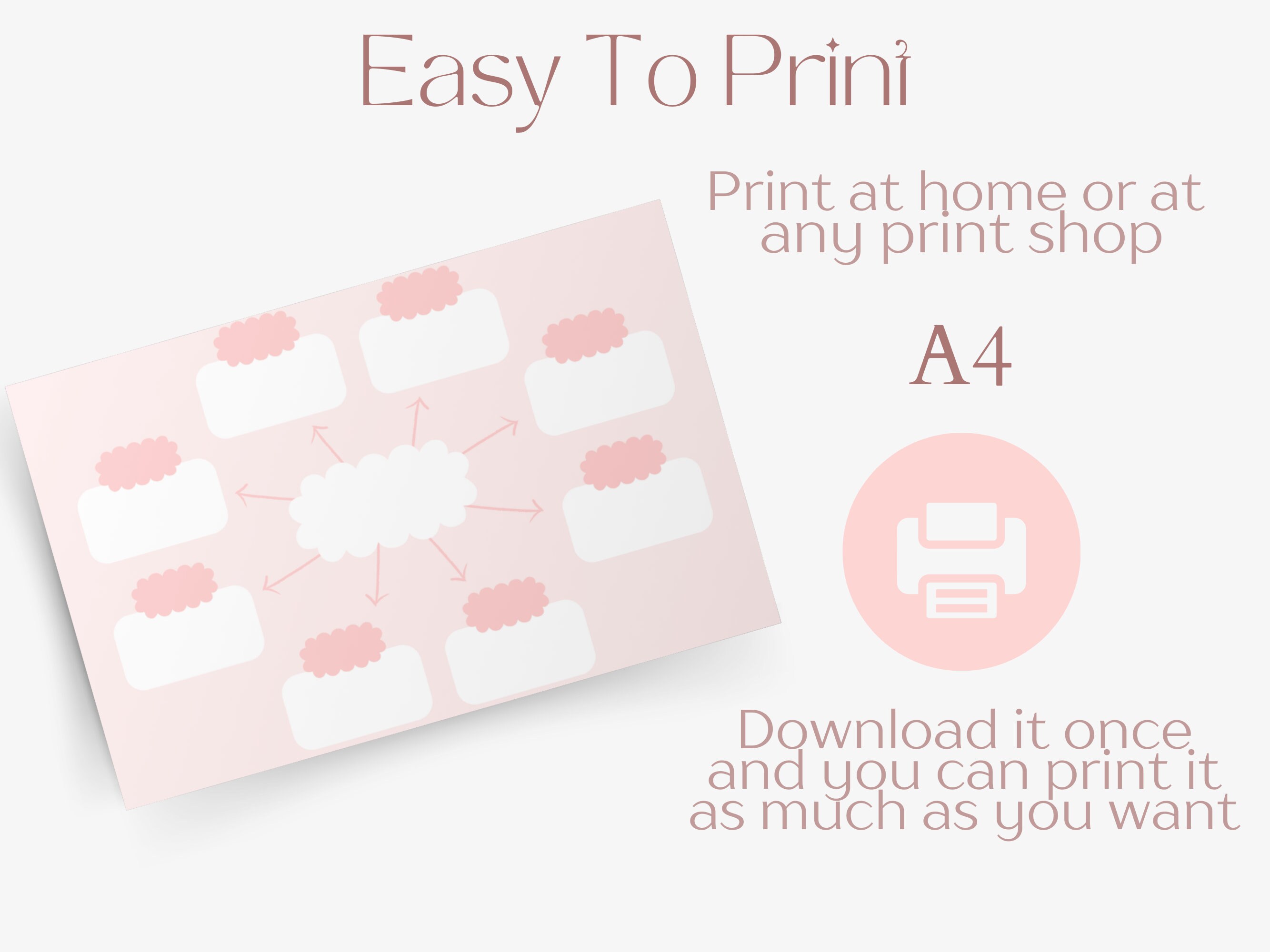 Mind Map Template Printable Mind Map Planner Brainstorm Diagrams Study ...