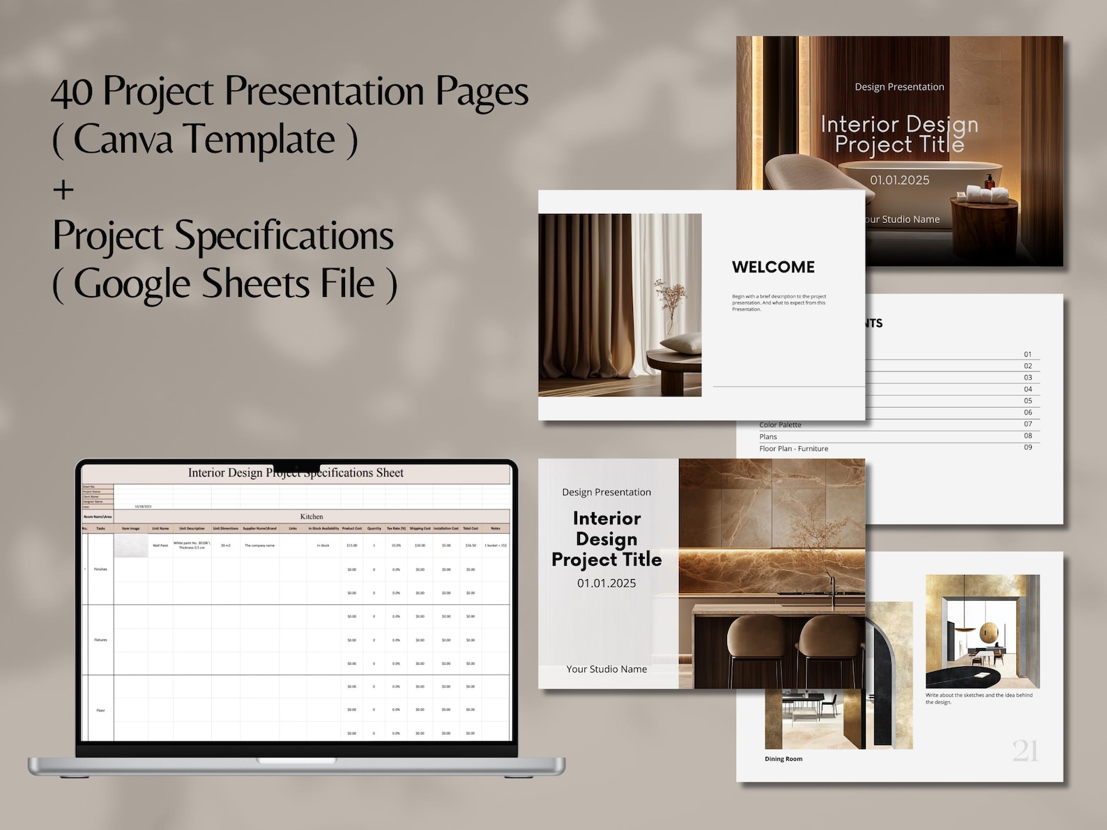 Interior Design Presentation Template, Interior Design Project Proposal ...