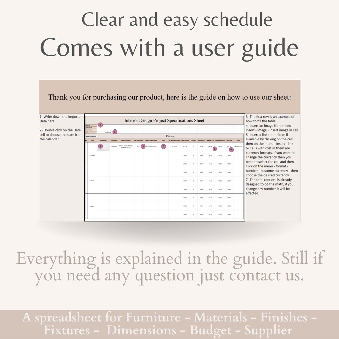 Interior Design Specifications Spreadsheet Home Renovation Interior ...
